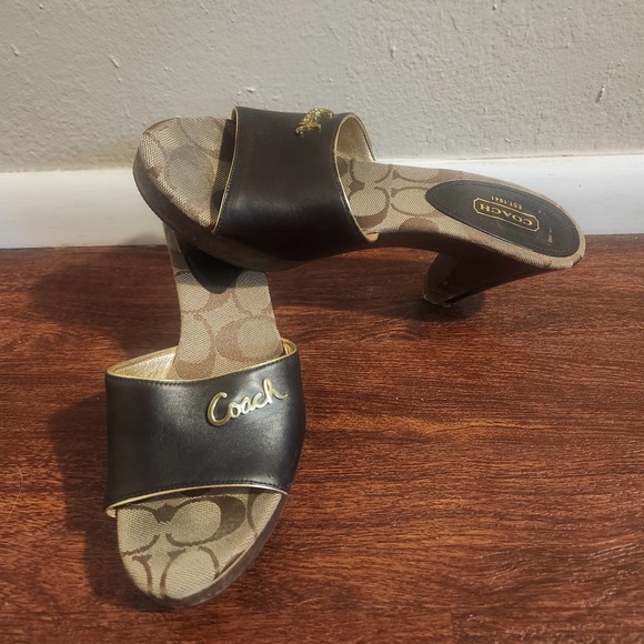 Coach | Shoes | Coach Kathie Calf Signature Logo Brown Canvas And ...